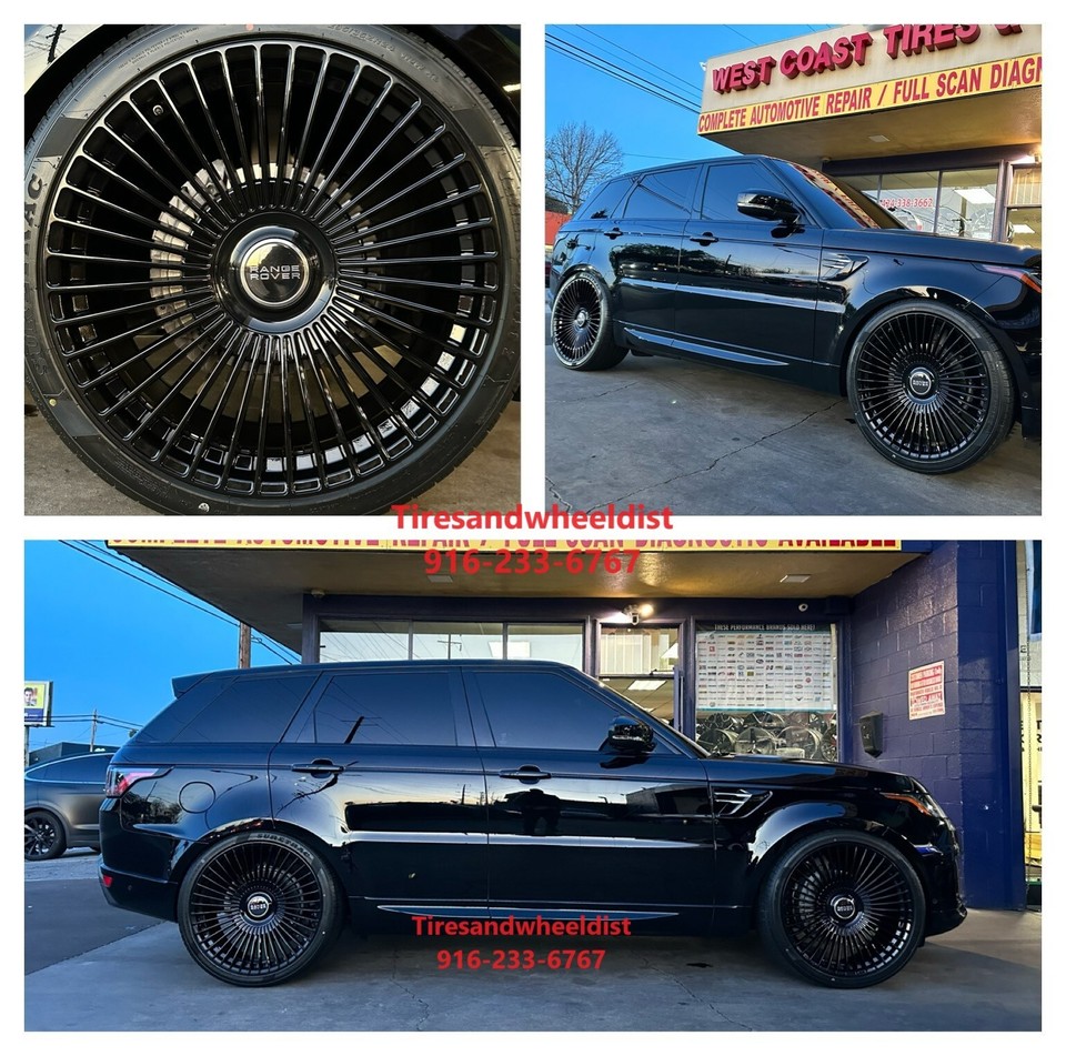 24” Gloss Black Wheels Range Rover Forged Style Rims Tires HSE Ghost ...