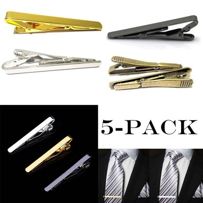 5x Men Stainless Steel Tie Clip Necktie Bar Clasp Clamp Pin Gold Black ...
