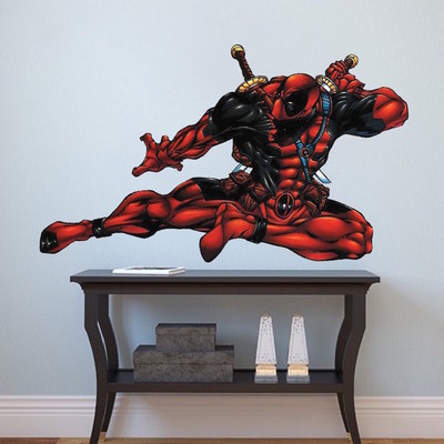 Deadpool Karate Kick Wall Decal Mural Dead Pool Sticker Poster Wall ...