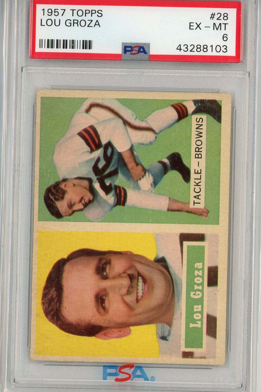 Graded 1957 Topps Lou Groza #28 Football Card PSA 6 EX-MT | eBay