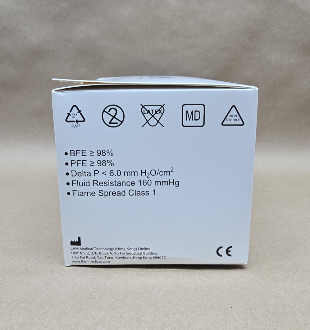 LHM Fluid-Resistant Procedure Masks, ASTM Level 3 (LHM-E1306), Lavender ...