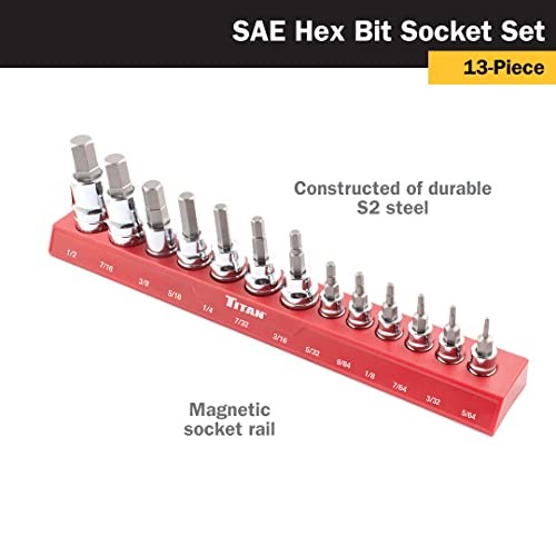 85530 13-Piece SAE Hex Bit Socket Set, Magnetic SAE Hex Bit Sockets ...