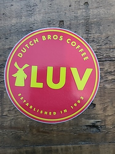 LUV Established in 1992 Red Yellow Circle Dutch Bros Coffee Sticker ...