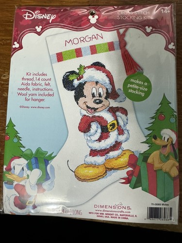 Mickey Mouse Santa Christmas Counted Cross Stitch Stocking Kit Disney ...
