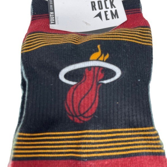 Miami Heat Socks Youth Rockem Y-Stripe Zone Low Cut Sock Graphic Logo ...