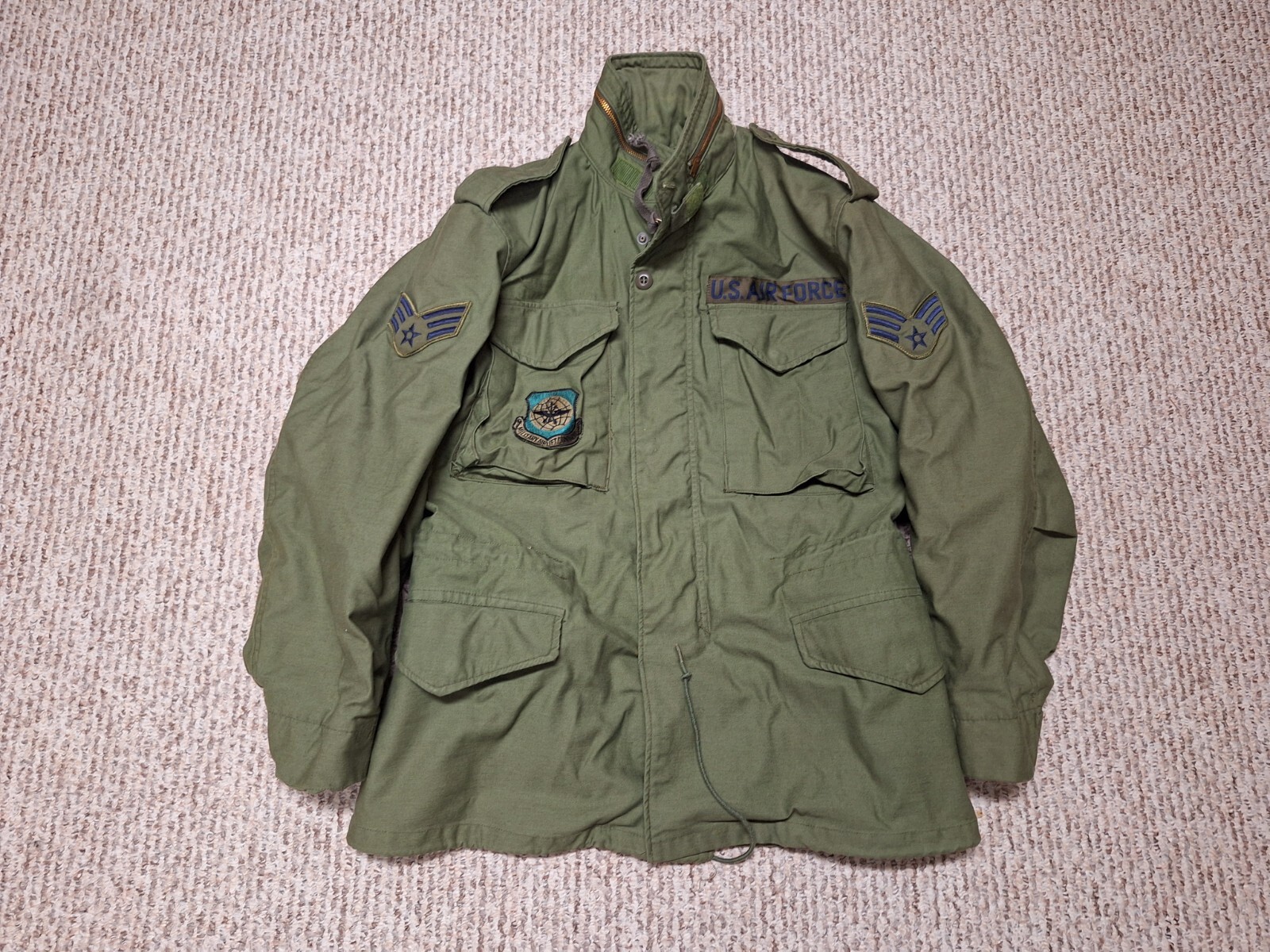 Vintage 80s USAF Field Jacket OG 107 Small Patch Military Army Rare ...
