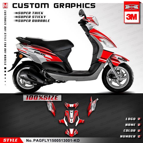 Full Graphics Adhesive Sticker Decal Kit for Scooter Piaggio FLY 150 ...