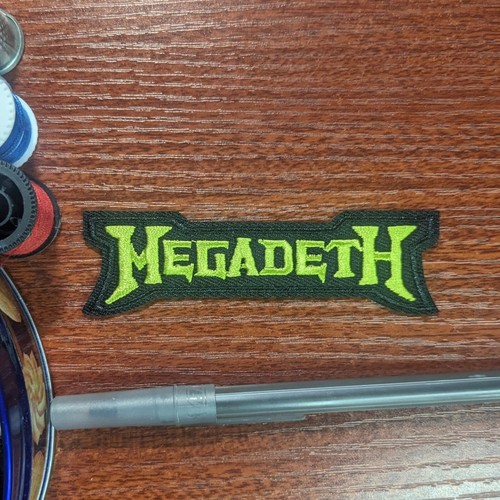 Megadeth Patch Lime Green Logo Heavy Metal Rock Embroidered Iron On 1x3 ...