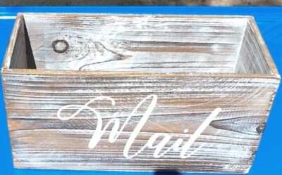 Whitewashed Wood Tabletop Decorative Mail Holder Storage Box w/ Letter ...