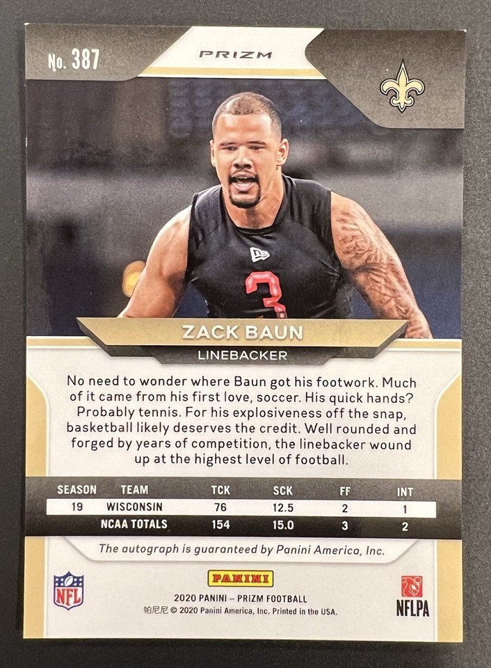 2020 Panini Prizm - Zack Baun Pink Rookie Auto #387 RC EAGLES | eBay