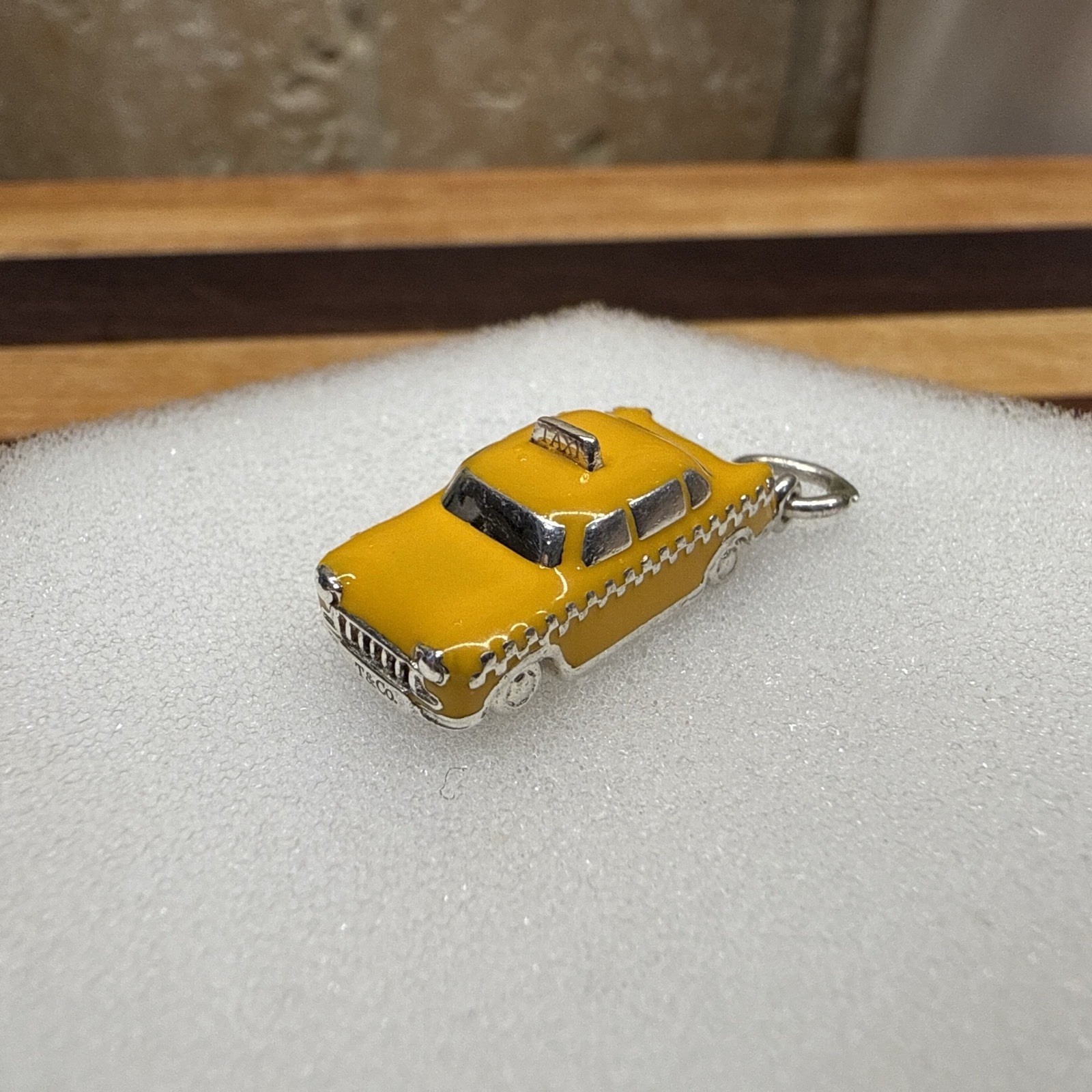 RARE! Tiffany & Co Yellow Enamel Taxi Cab Charm Silve… - Gem