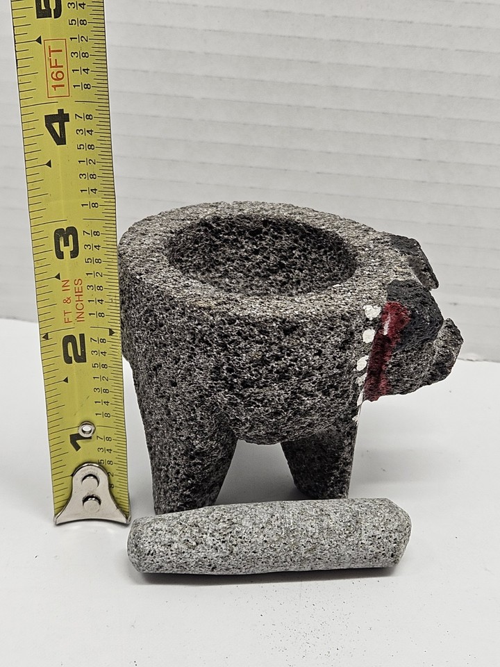 Mini Traditional Mexican Pig Shaped Molcajete Made From Volcanic Rock ...