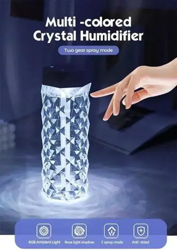 1L (1000ml) 500ml 400ml USB Crystal Ultrasonic Humidifier Essential Oil ...