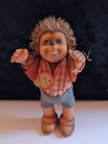 FIGURINE HERISSONS MECKI PETER STEIFF années 70 avec etiquette 17 cms ...