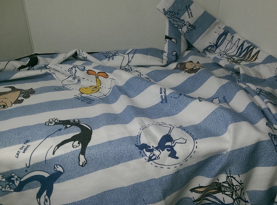 BIBB COMPANY VINTAGE LOONEY TUNES FLAT TWIN SHEET BUGS BUNNY TWEETY ...