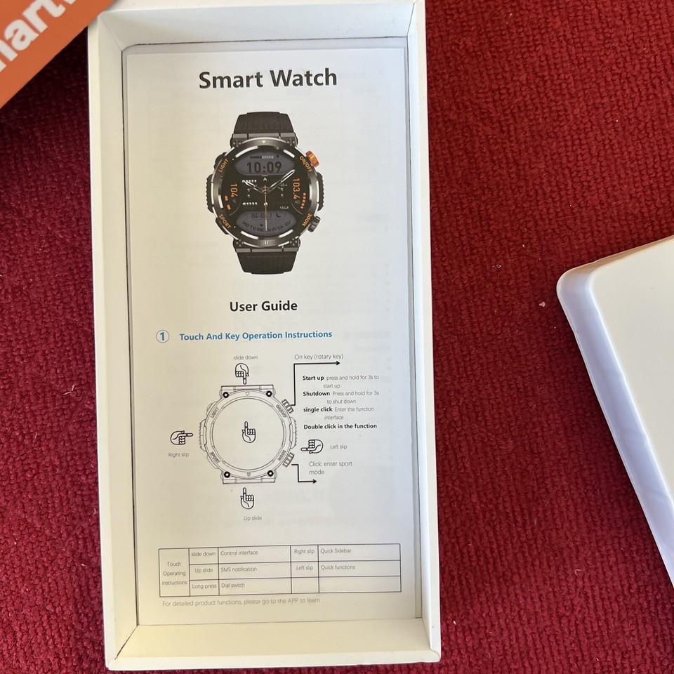 HT3 Mens MIlitary Style Smart Watch, Black, 1.4 Round Face Black Band ...