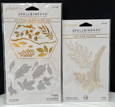 Spellbinders GEO FOLIAGE Ferns Greenery Leaves Glimmer Hot Foil Plates ...