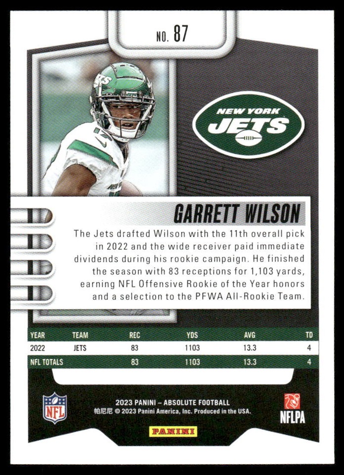 2023 Panini Absolute #87 Garrett Wilson Green | eBay