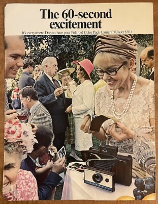 1968 Polaroid Color Pack Camera 60 Second Excitement Wedding Family VTG ...