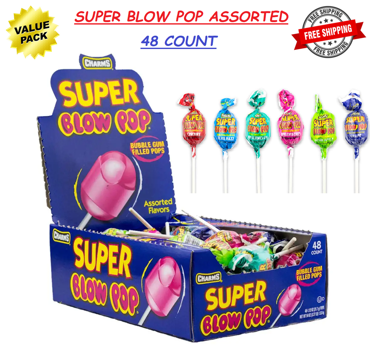 Charms Blow Pop Bubble Gum Blow Pops | Candy | Officially Licensed