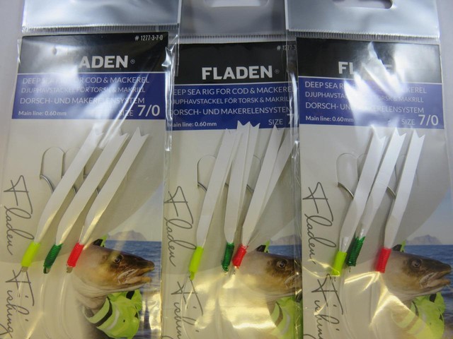 10 X Fladen Daylight Rigs 3 Hook Size 7/0 Boat Sea Fishing Mackerel Cod ...