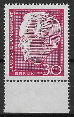 Berlin 1967 ** Mi 314 Heinrich Lübke 30Pf Bundespräsident vom Unterrand ...