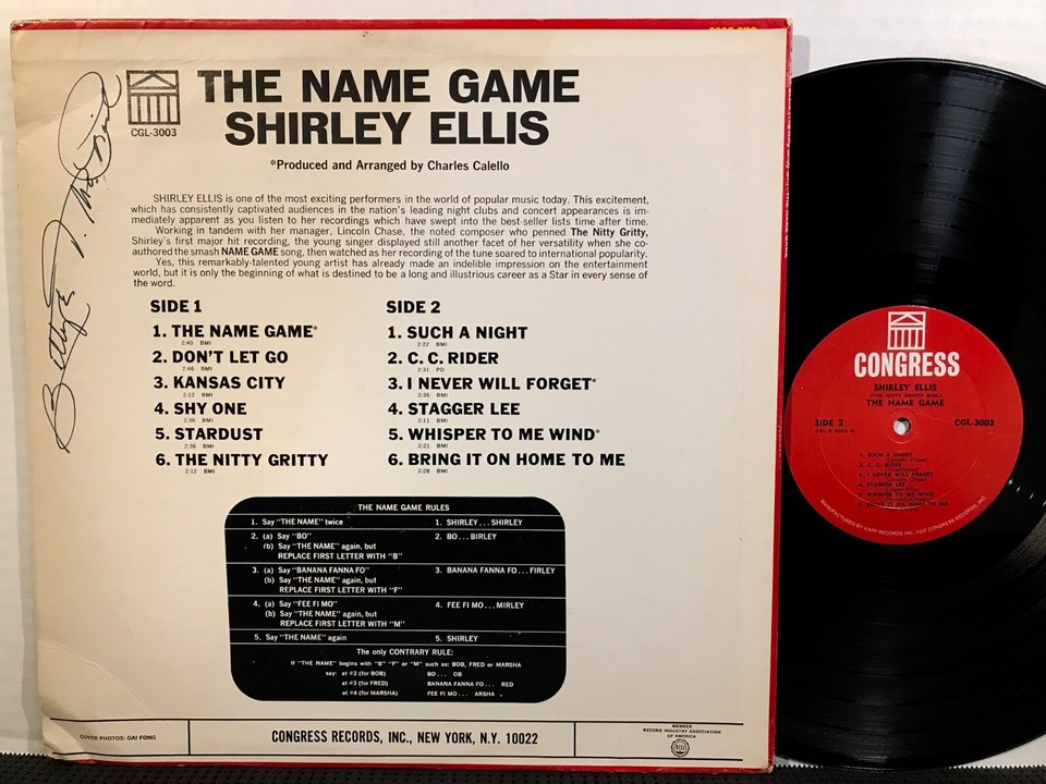 SHIRLEY ELLIS The Name Game LP CONGRESS CGL-3003 MONO 1964 Soul | eBay