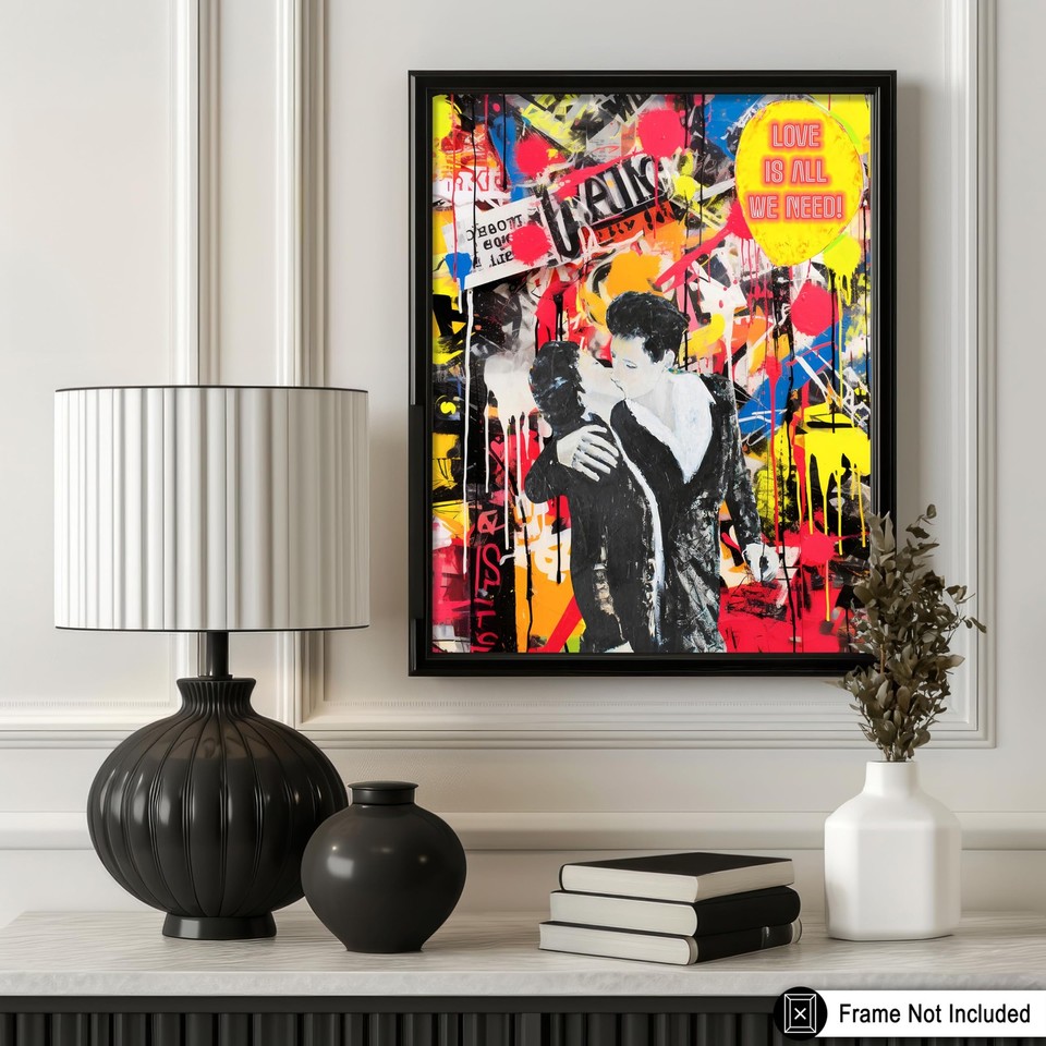 Love Is All We Need Poster - Kiss Print - Abstract Art - Love Design ...