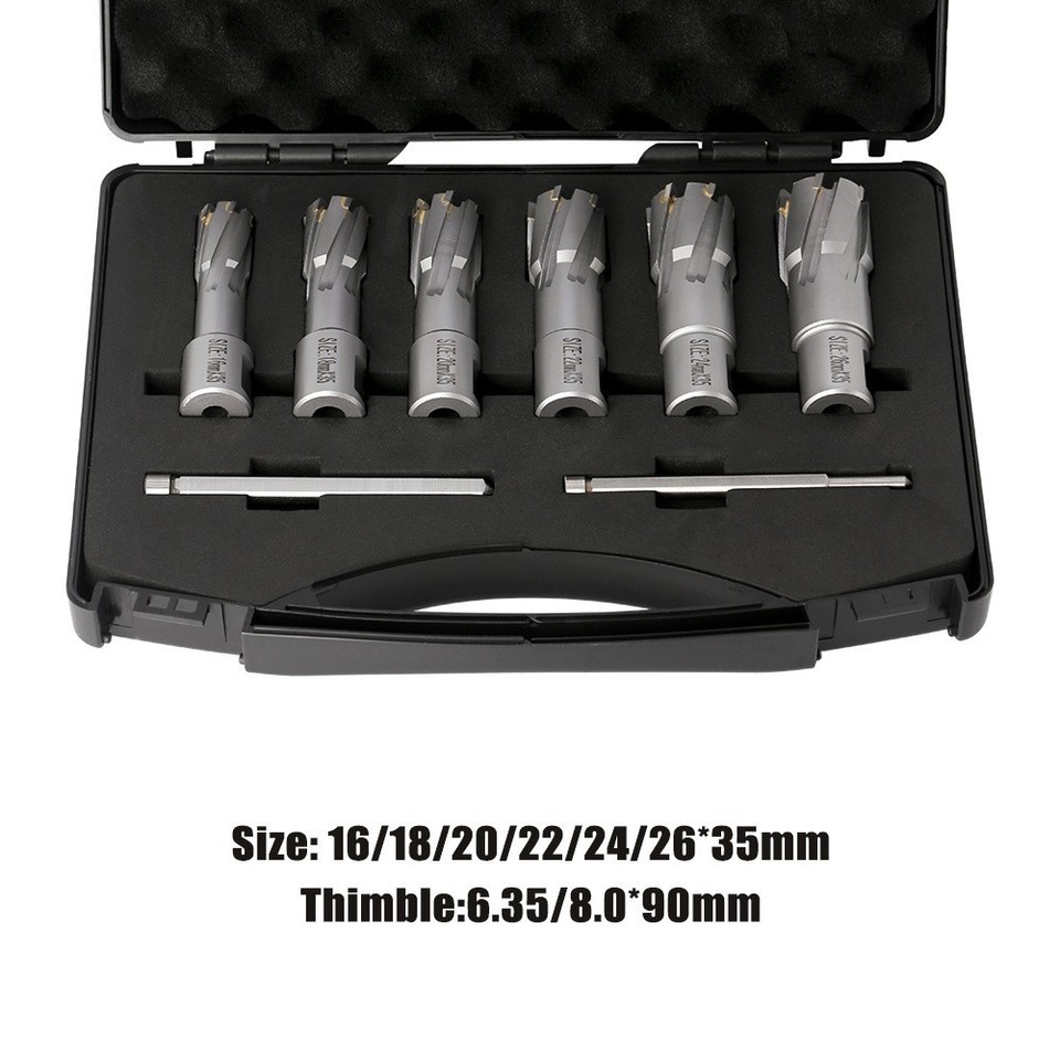 Hollow Core Drill Bits for Iron Stainless Steel 6Pcs TCT Annular Cutter ...