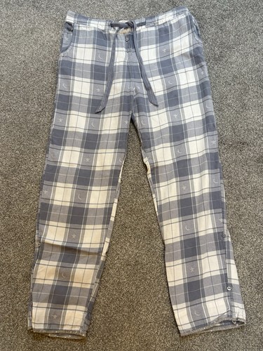 FAT FACE WOMENS GREY CHECK BRUSHED COTTON DRAWSTRING PYJAMA BOTTOMS ...