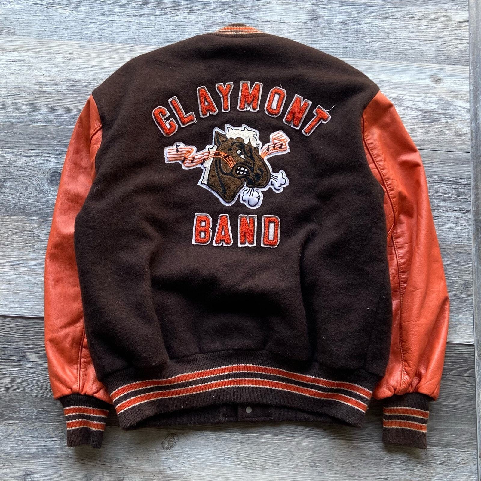 Vintage Brown DeLong Varsity Jacket Button Up Claymon… - Gem