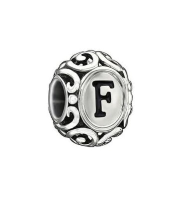Authentic 925 Sterling Silver Letter F Initial Alphabet European Charm ...