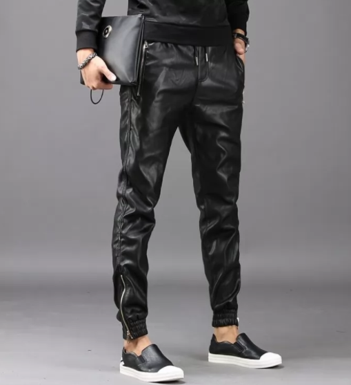 Men's Real Cowhide Leather Sweatpants Jogging / Workout Pants / Casual ...