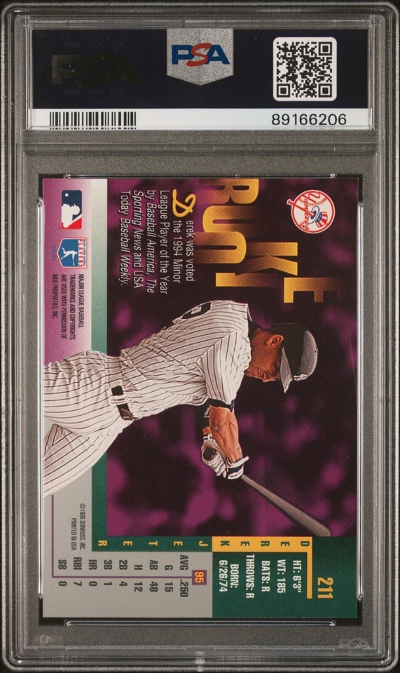 1996 GOLD LEAF ROOKIE SILVER PRESS PROOF PARALLEL #211 DEREK JETER SP ...