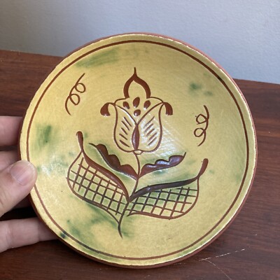 BREININGER POTTERY SHALLOW REDWARE BOWL Signed Dated 1988 Robesonia PA ...