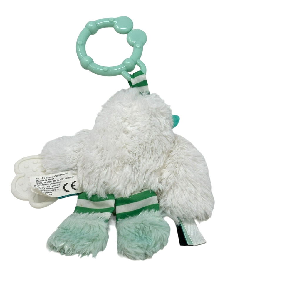 MANHATTAN TOY Beastie Boo Yeti Rattle Plush Stroller Clip Toy Teether ...
