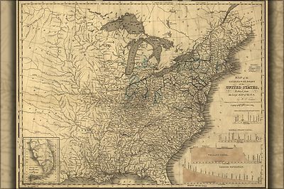 Poster, Many Sizes; Map Of Canals & Railroads United States 1830 P2 | eBay