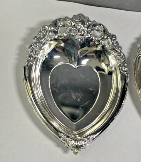 Vintage- Set of TWO, Identical, Godinger, Silver Plated, Heart Shaped ...