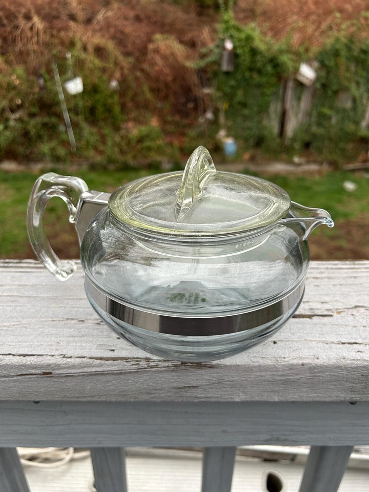 Vintage Pyrex Flameware 6 Cup Glass Coffee Tea Pot Kettle w/ Lid 8336 ...