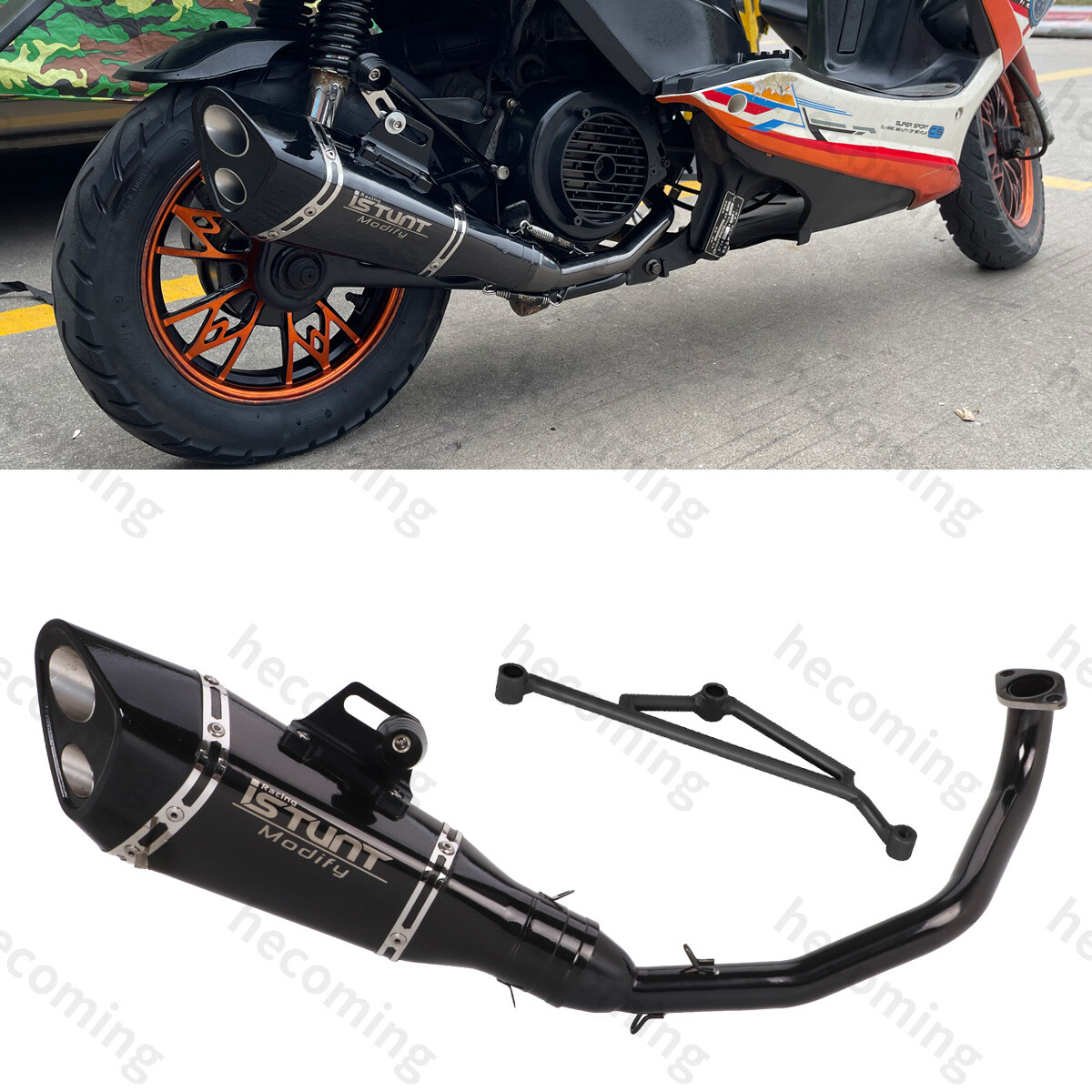 GY6 Engine 125cc 150cc gy6 Scooter Exhaust System Moped ATV Exhaust ...