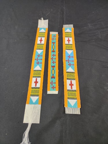 Lot Of 3 Vintage Native American 2 Handmade Beaded Sashes Arm Band /1 ...