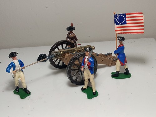 Britains 54mm AWI Gun of the Revolution cannon w/ Britains Colonial ...