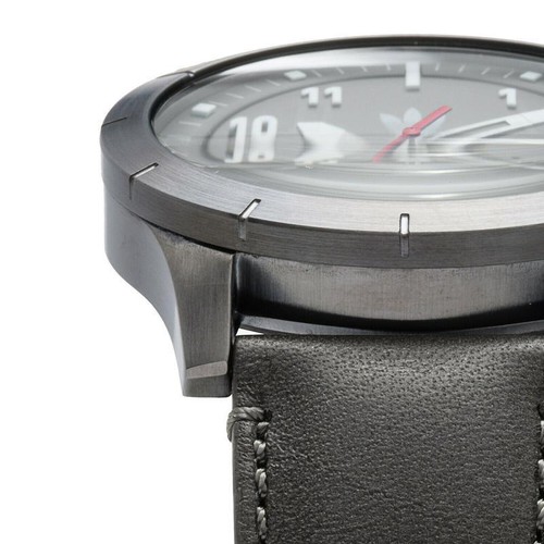 Adidas Men's Cypher LX1 Gunmetal Dial Charcoal Leather Watch Z06 2915 ...