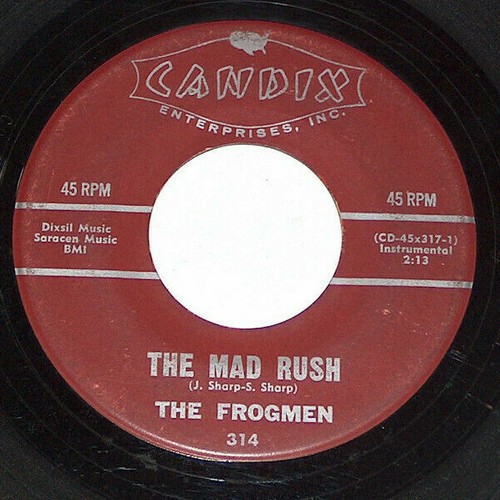 45 RPM The Frogmen Underwater, Mad Rush Instrumental Candix Rock Vinyl ...