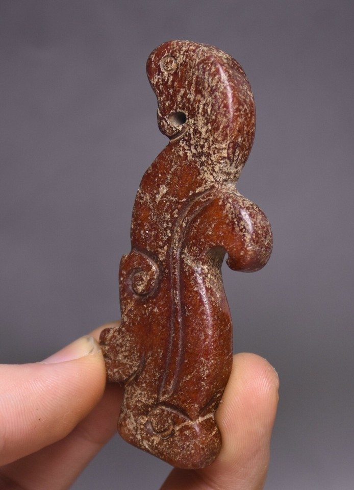 7CM China Hongshan Culture Old Jade Carve Phoenix Phenix Bird YuBi Yu ...