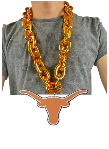 New NCAA TEXAS LONGHORNS ORANGE BIG Fan Chain Necklace Made in USA | eBay