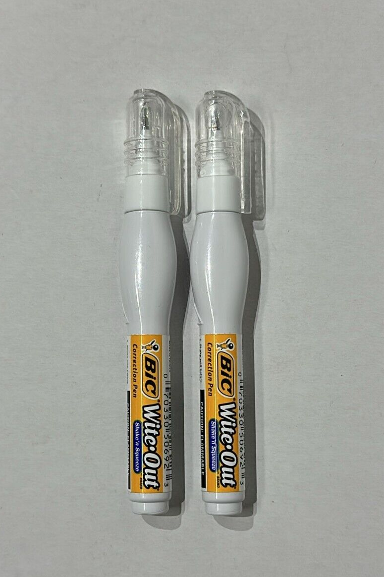 2 x WiTE OUT Correction PEN SHAKE and SQUEEZE WhiteOut WHITE liquid ...