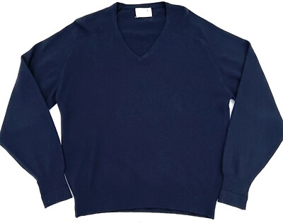 Thane XL Mens 100% Cashmere Sweater Dark BLue V Neck Long Sleeves | eBay