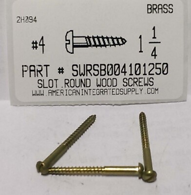 #4x1-1/4 Round Head Slotted Wood Screws Solid Brass (25) | eBay