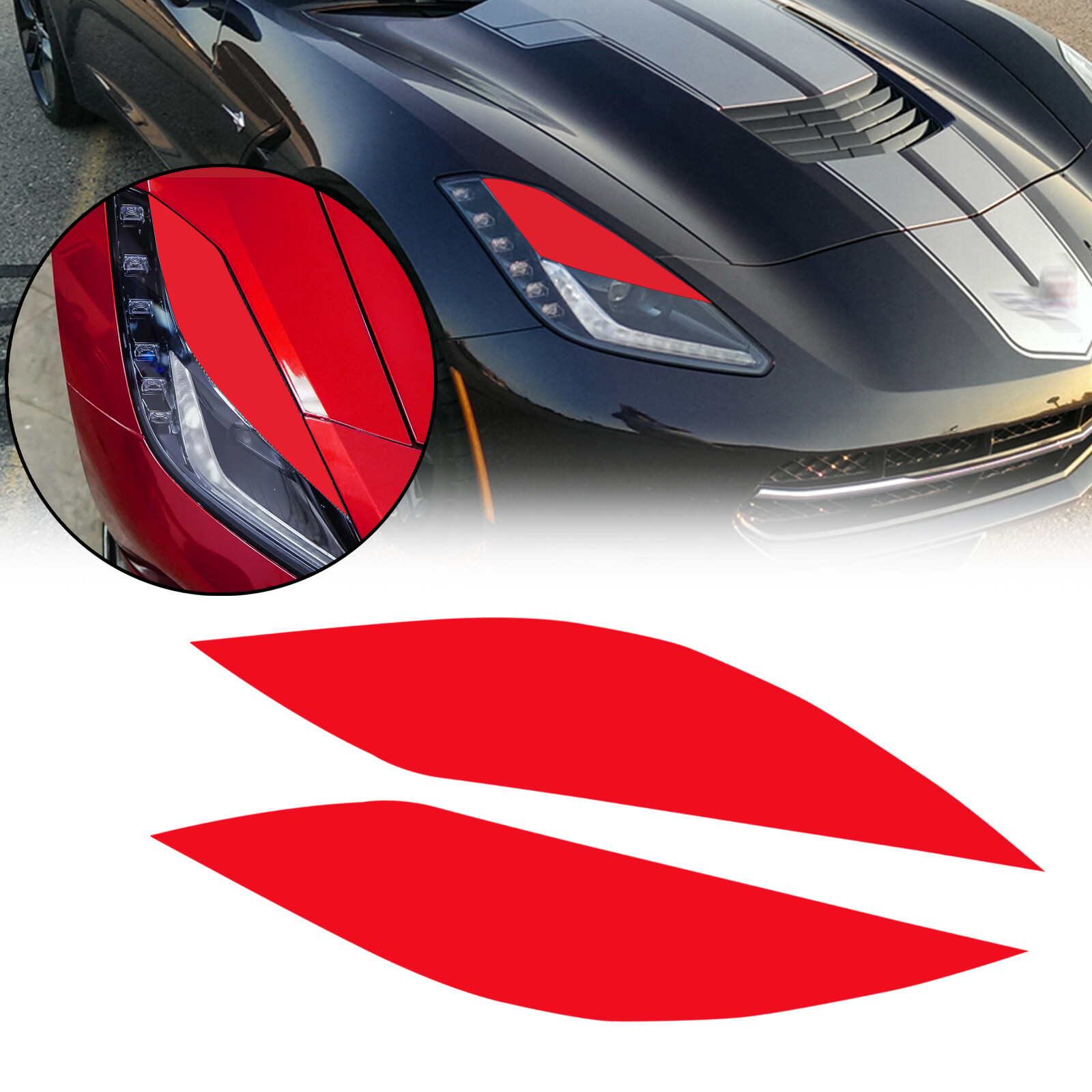 for Chevy Corvette 2014-2019 Headlight Eyebrow Eyelid Decal Overlays ...